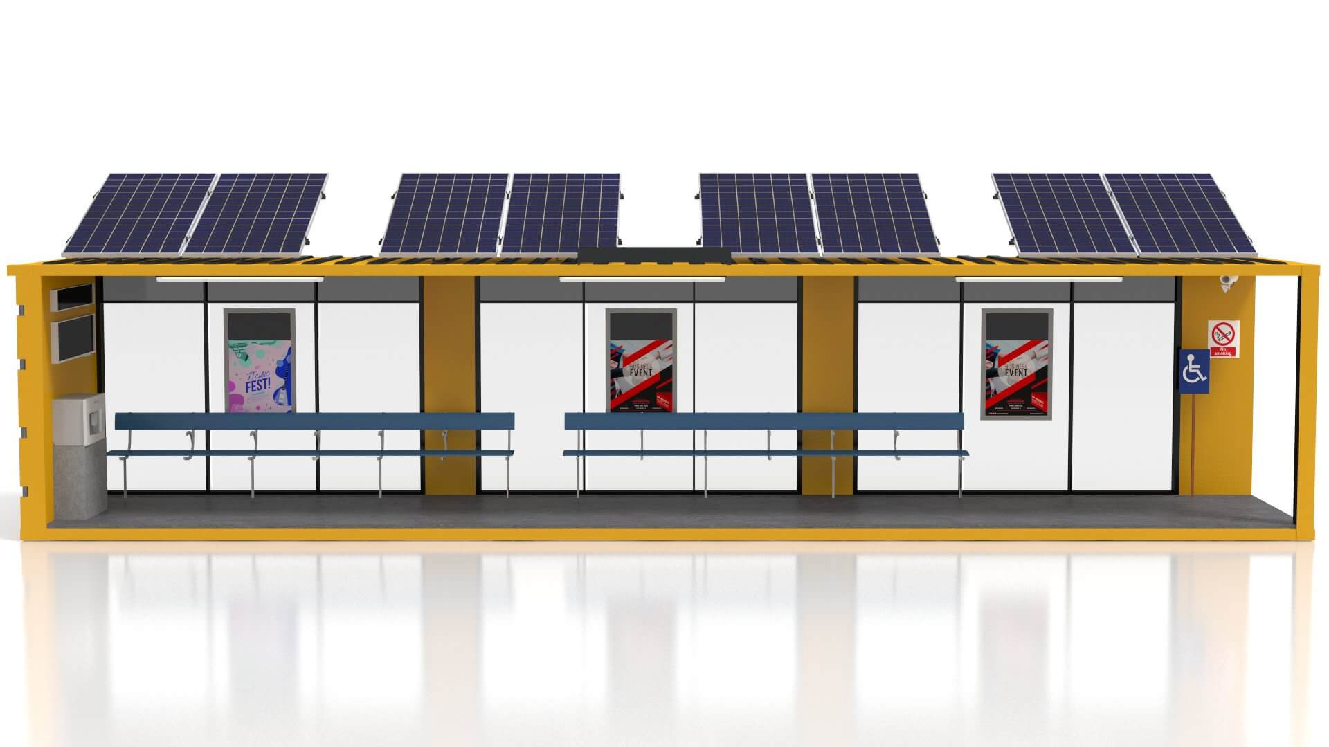 40 Foot Container Bus Stop - 3D Model by zyed