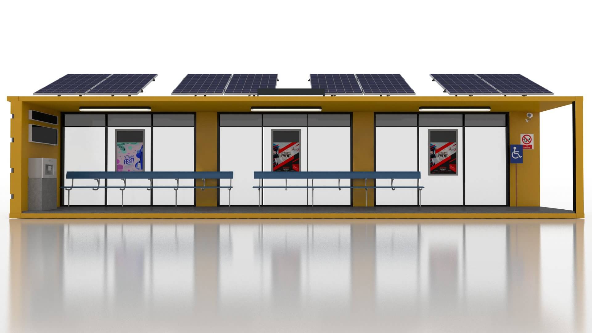 40 Foot Container Bus Stop - 3D Model by zyed