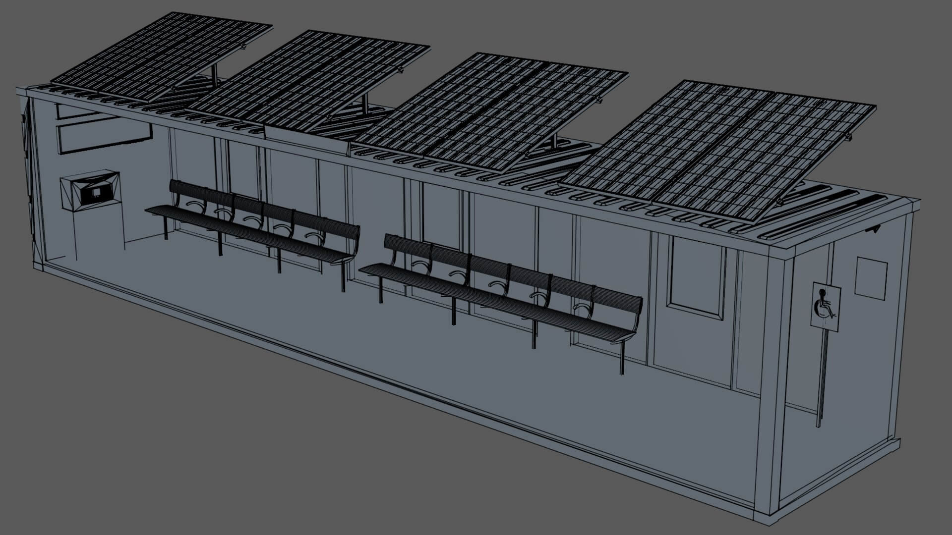 40 Foot Container Bus Stop - 3D Model by zyed