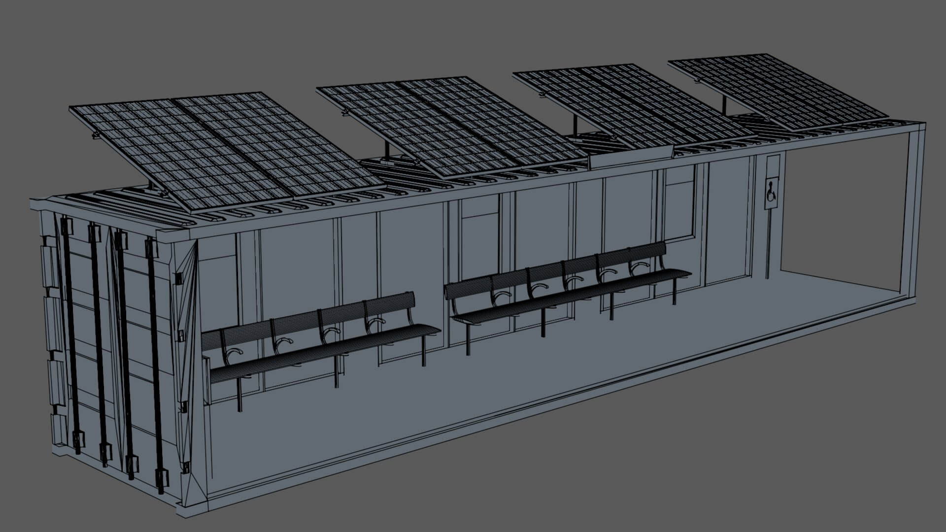 40 Foot Container Bus Stop - 3D Model by zyed