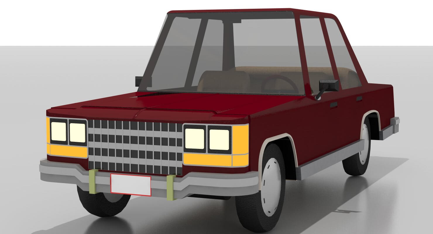 Cartoon Red Car - 3D Model by zyed