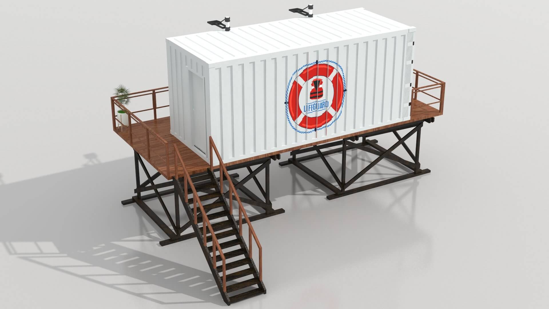 Container Beach Lifeguard Stand - 3D Model by zyed