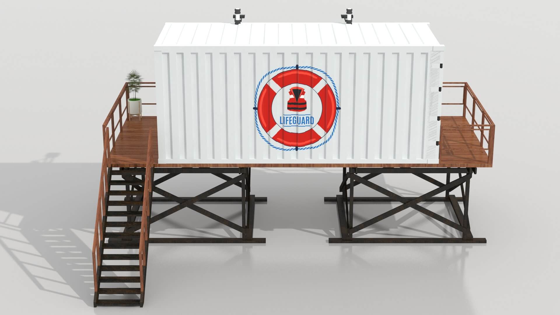 Container Beach Lifeguard Stand - 3D Model by zyed