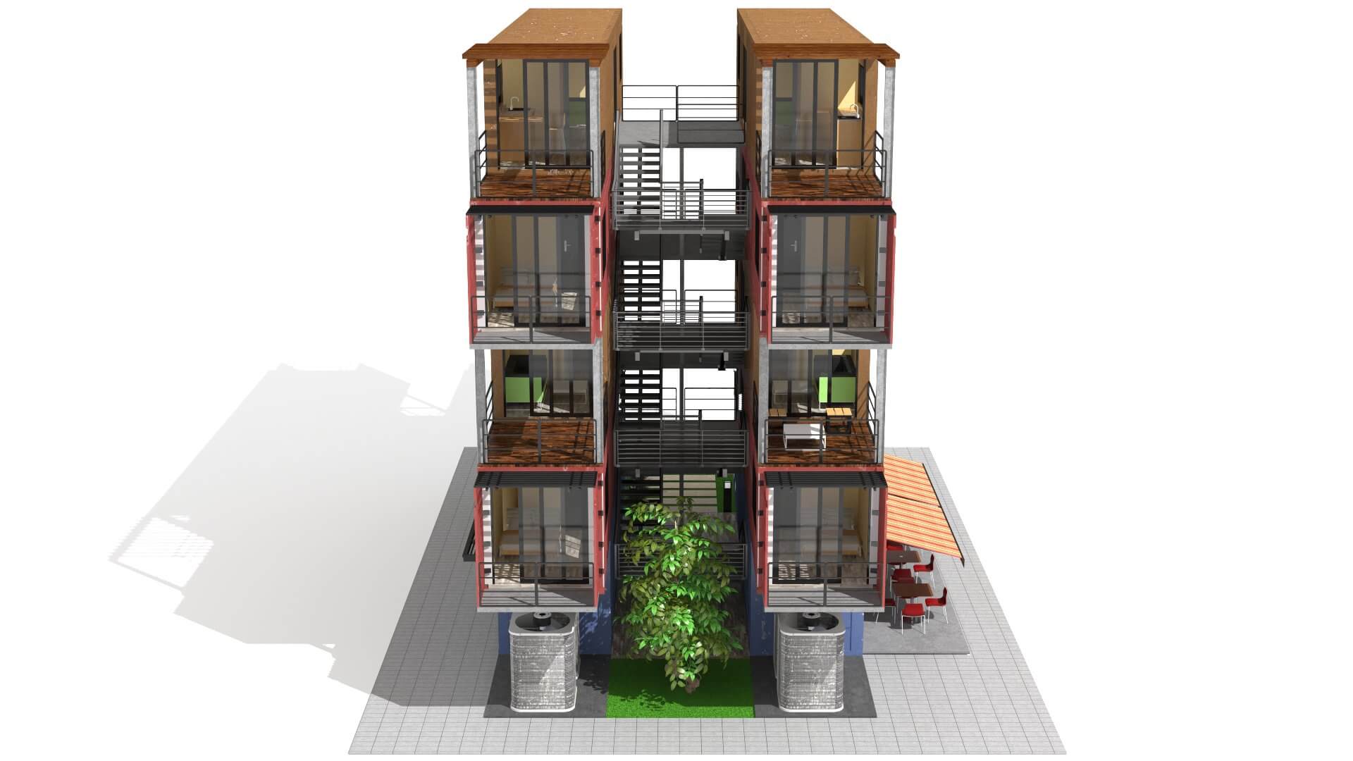 Container Residential Apartment Building - 3D Model by zyed