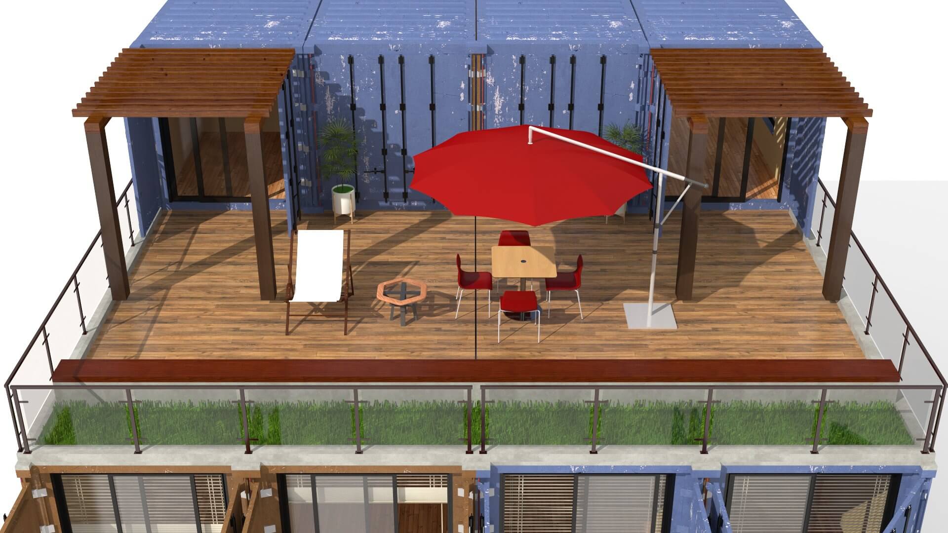 Container Residential Apartment Building - 3D Model by zyed