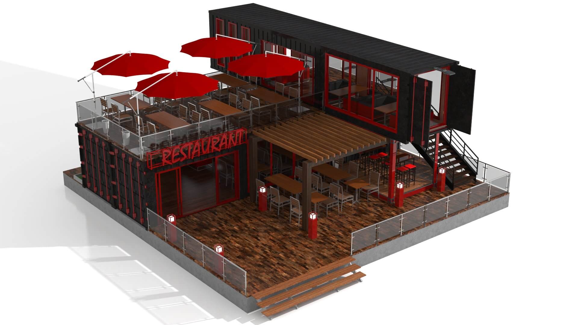 Container Restaurant - 3D Model by zyed