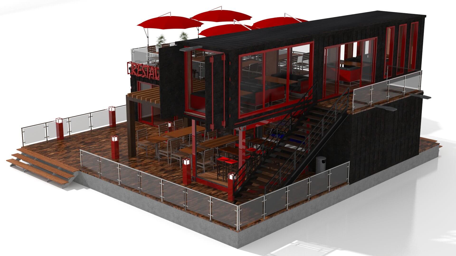 Container Restaurant - 3D Model by zyed