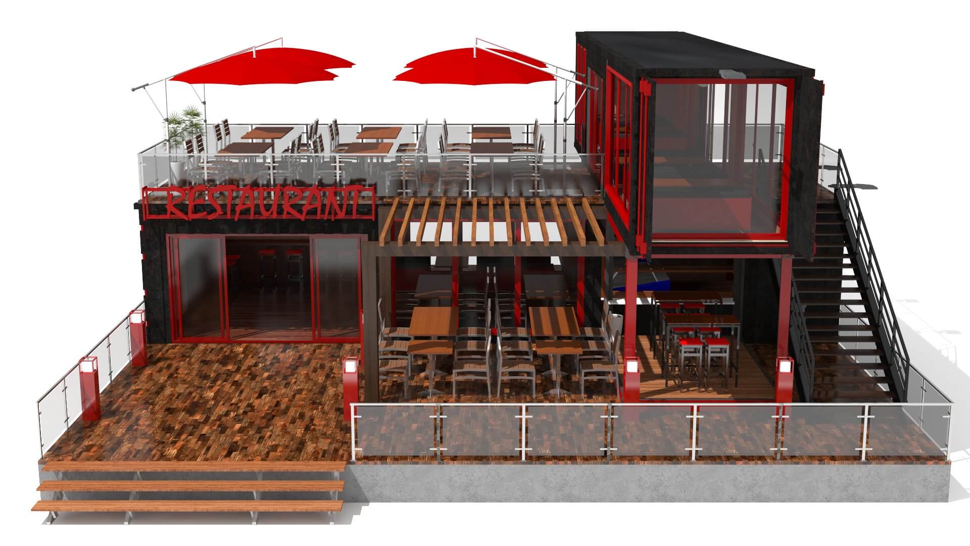 Container Restaurant - 3D Model by zyed