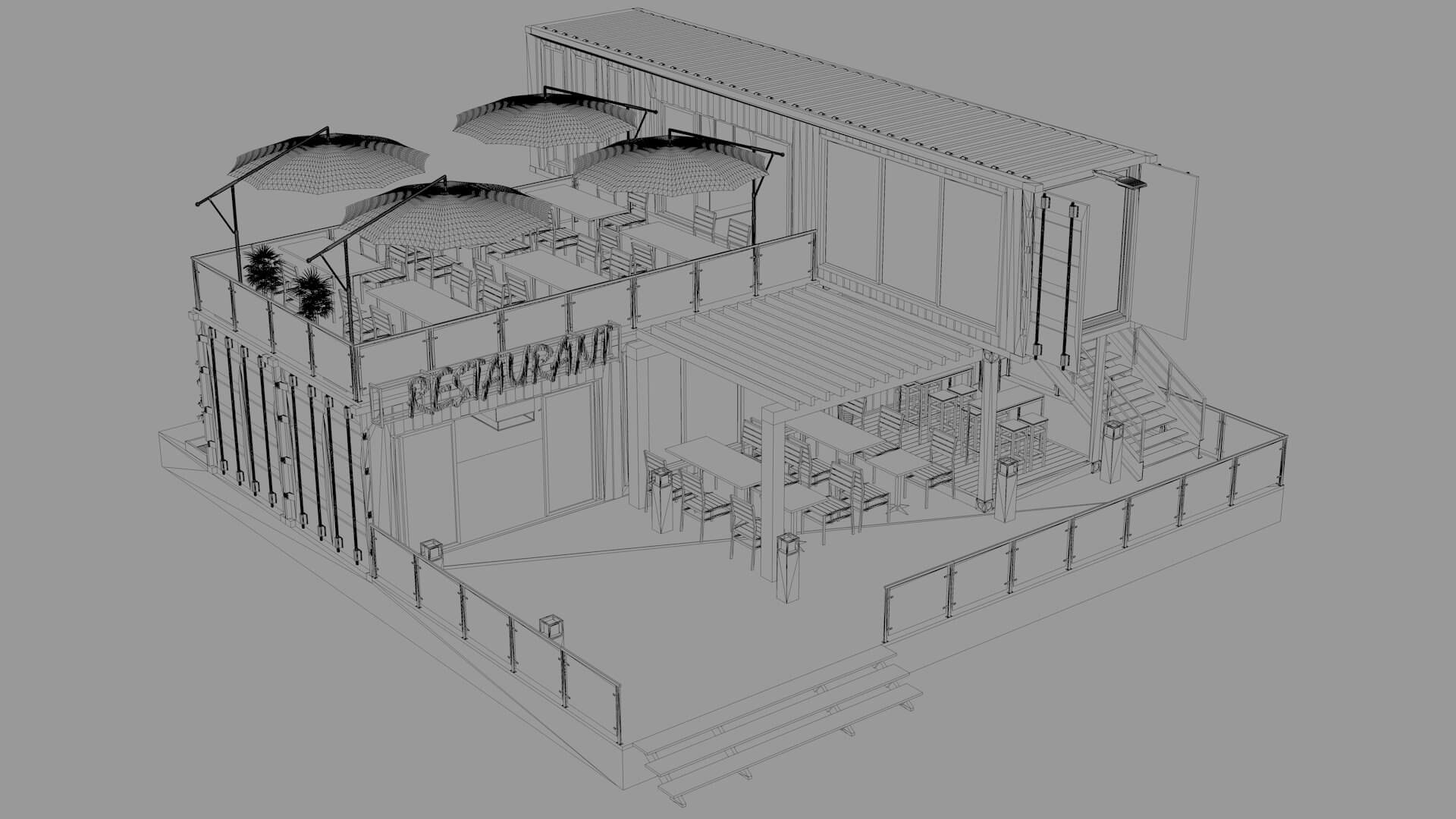 Container Restaurant - 3D Model by zyed
