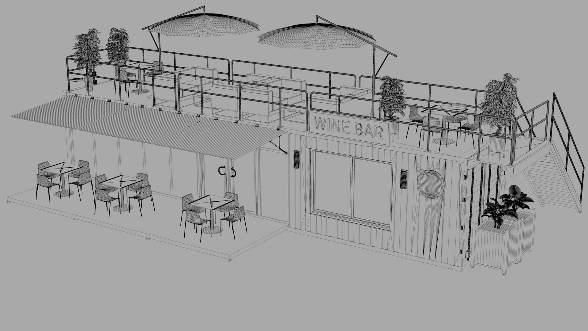 Container Wine Bar - 3D Model by zyed