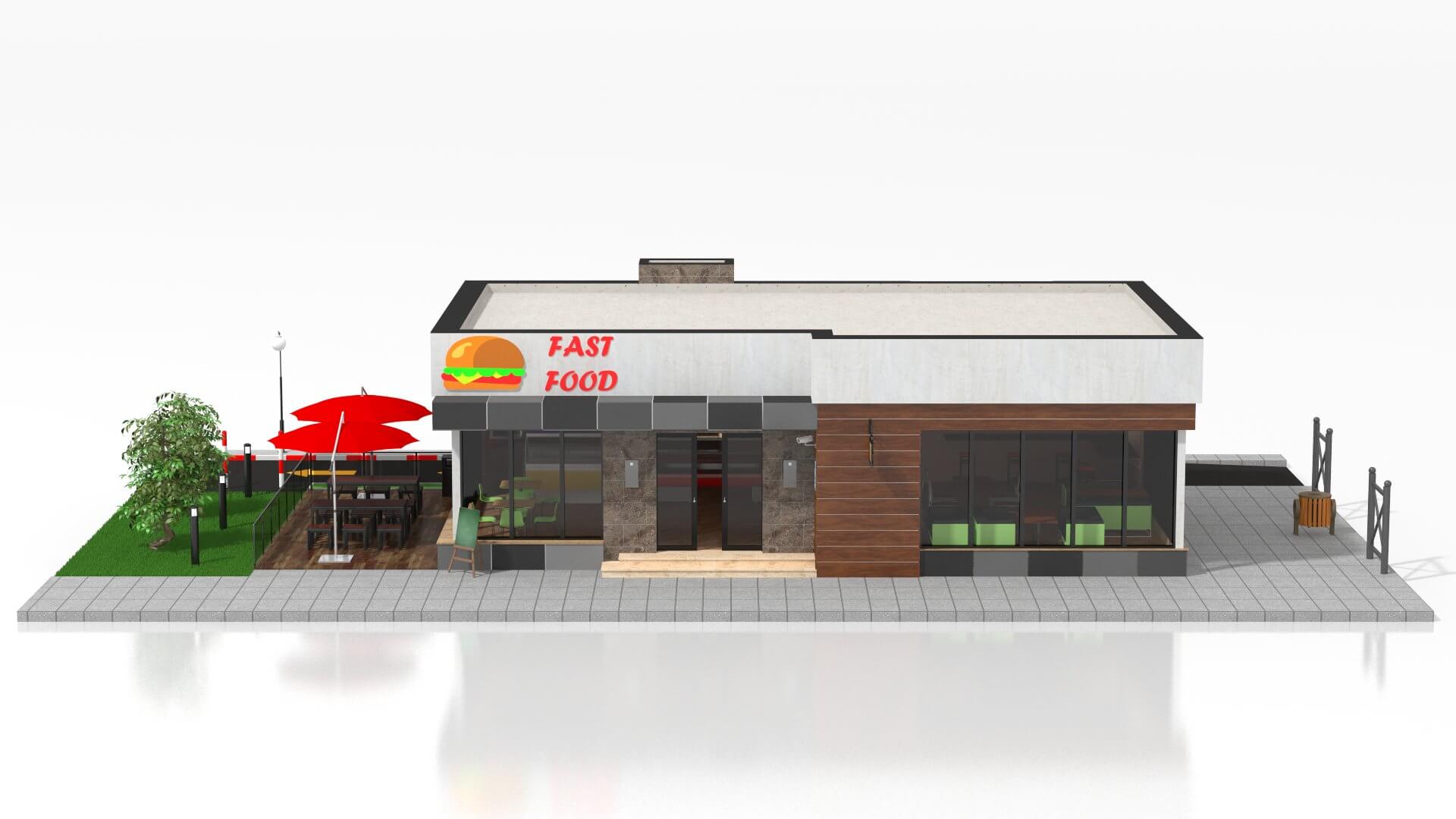 Drive-Thru Fast Food Restaurant 3D Model by zyed