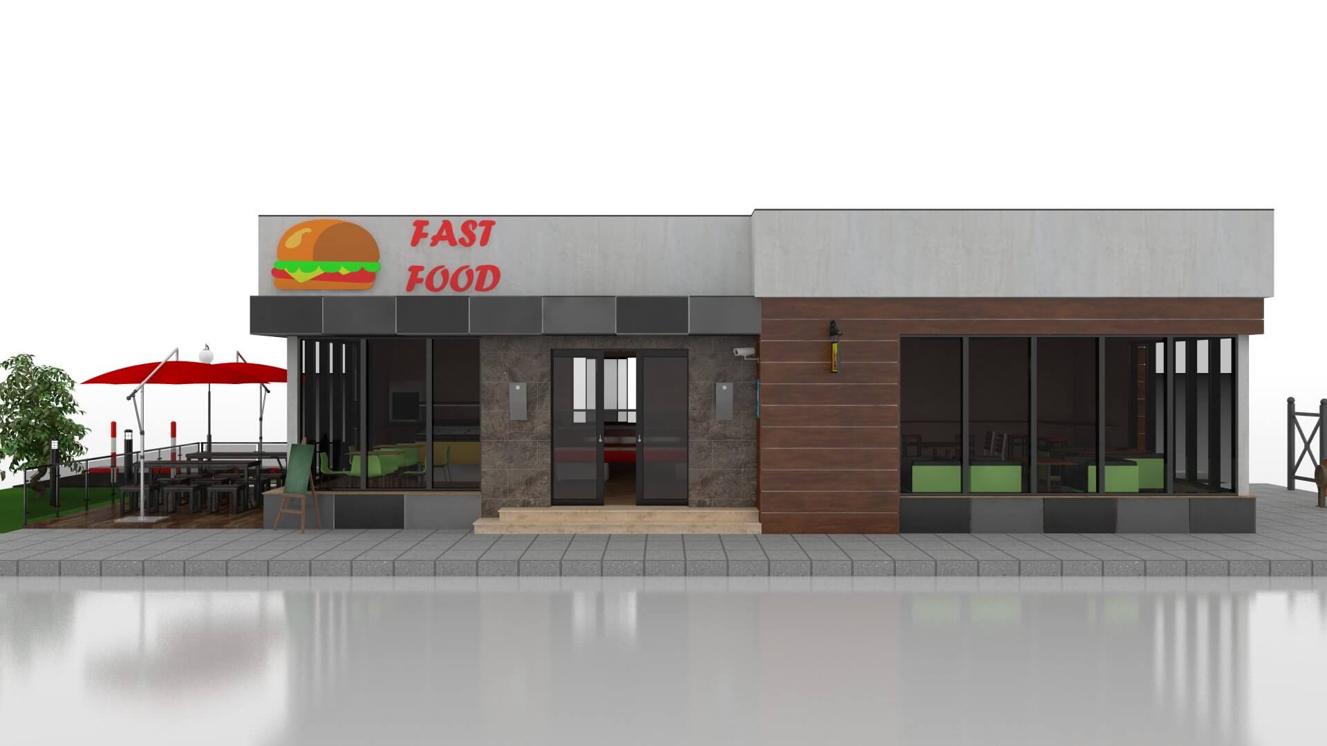 Drive-Thru Fast Food Restaurant 3D Model by zyed