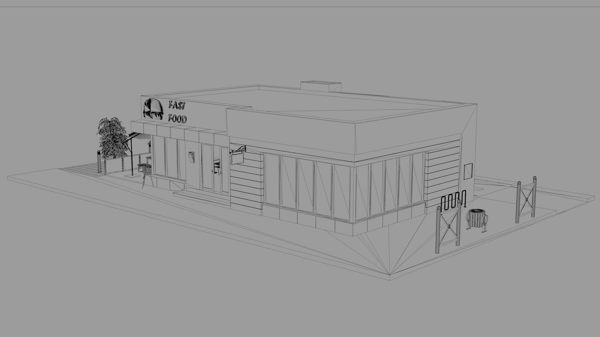 Drive-Thru Fast Food Restaurant 3D Model by zyed