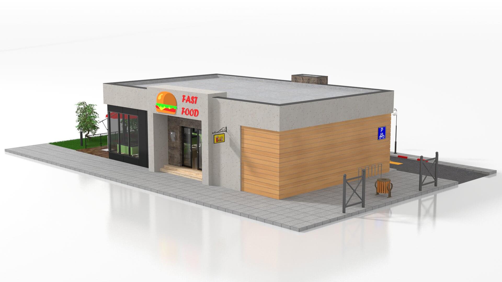 Drive-Thru Fast Food Restaurant 3D Model by zyed