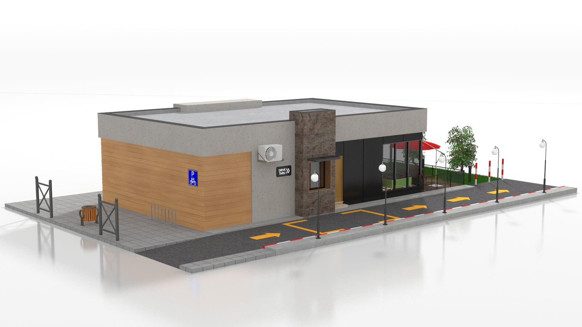 Drive-Thru Fast Food Restaurant 3D Model by zyed