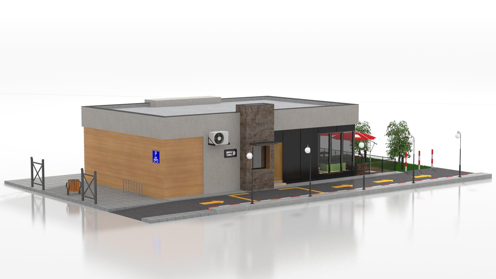 Drive-Thru Fast Food Restaurant 3D Model by zyed