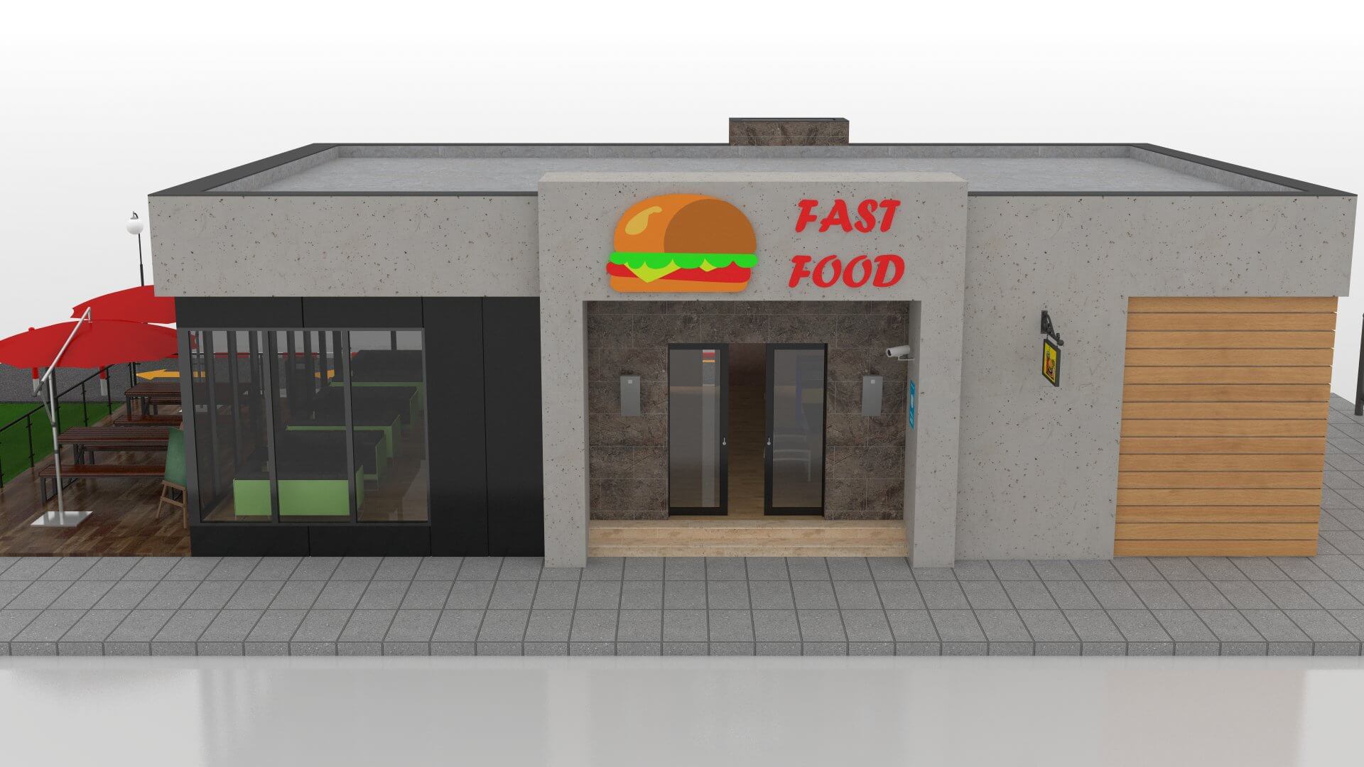 Drive-Thru Fast Food Restaurant 3D Model by zyed
