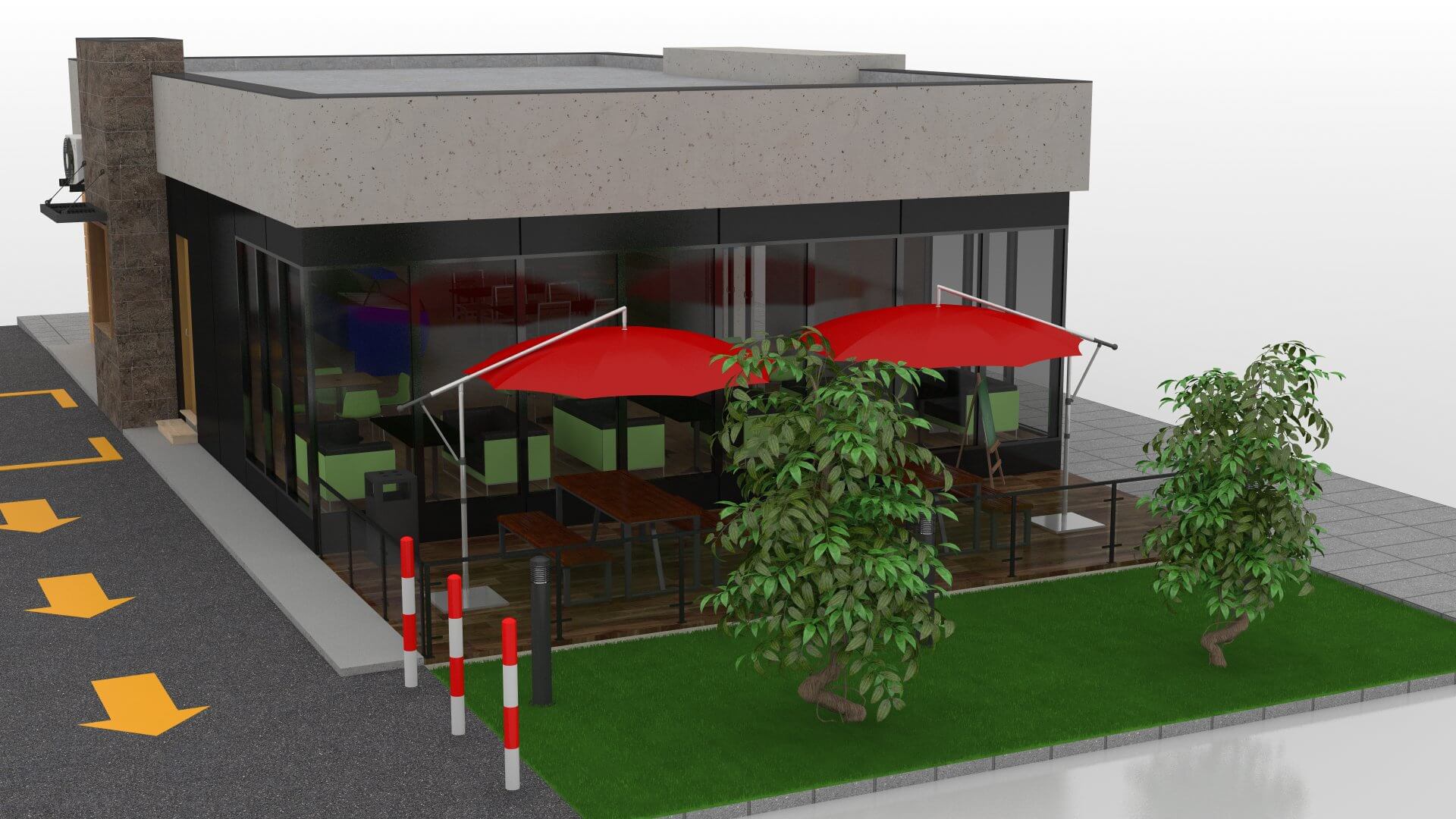 Drive-Thru Fast Food Restaurant 3D Model by zyed