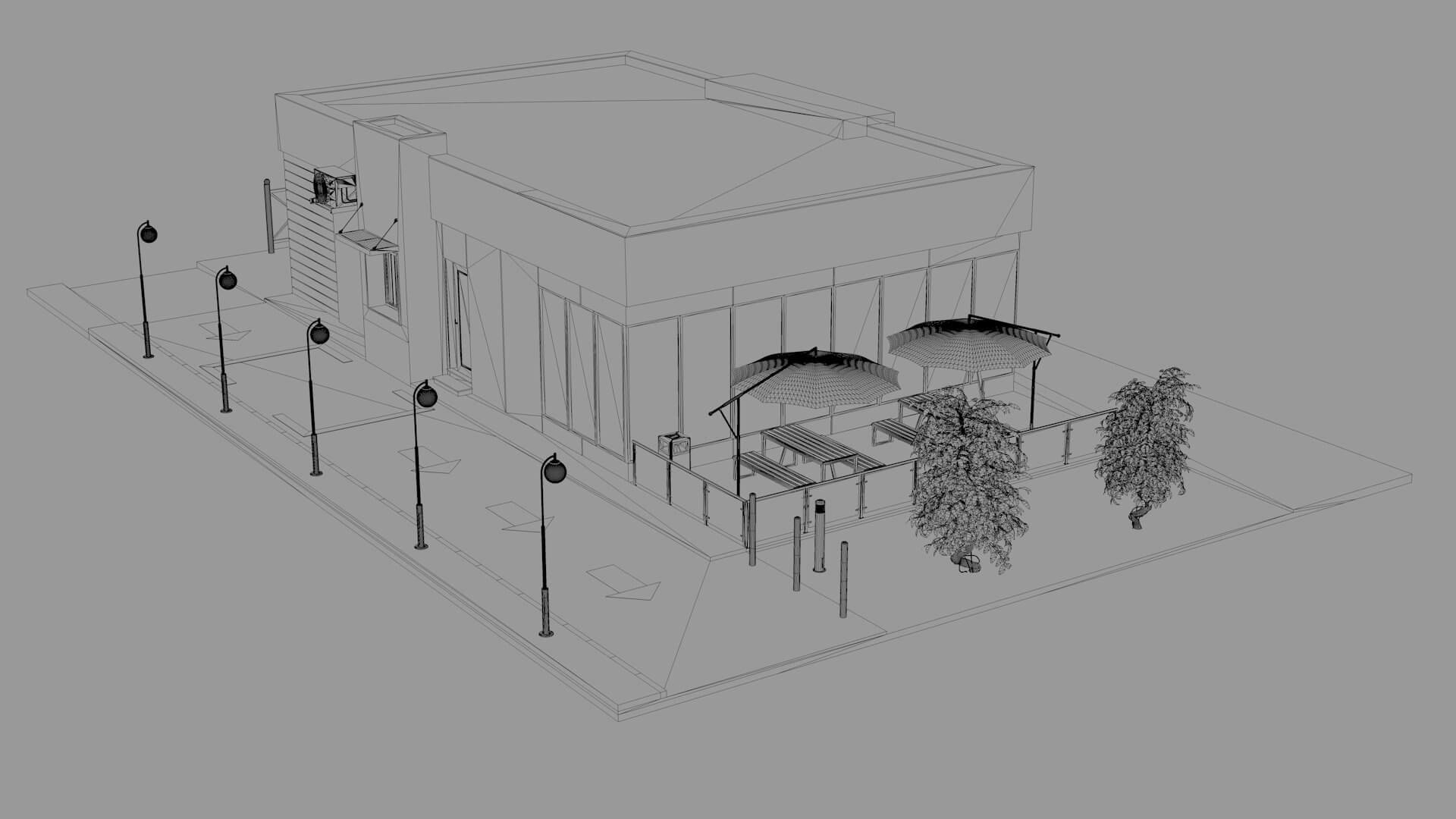 Drive-Thru Fast Food Restaurant 3D Model by zyed