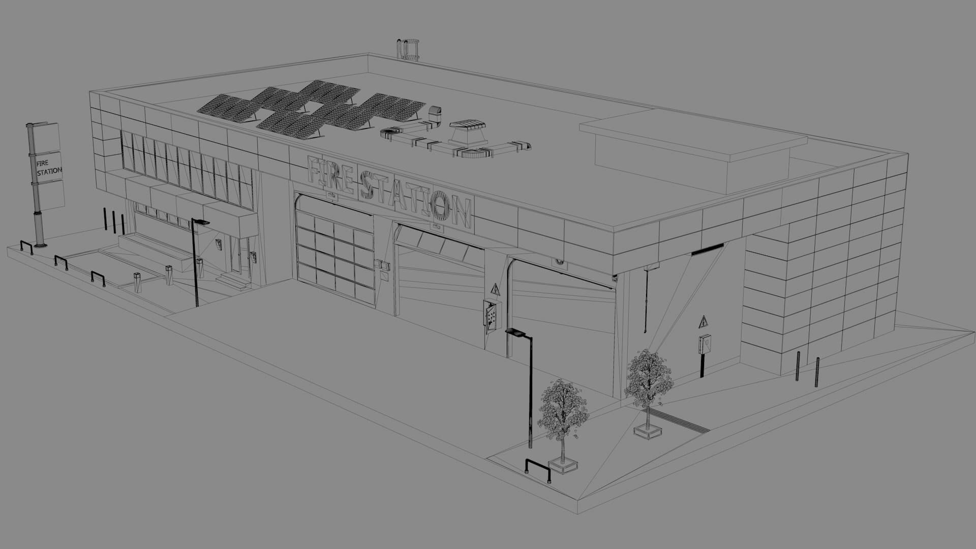 Fire Station - 3D Model by zyed