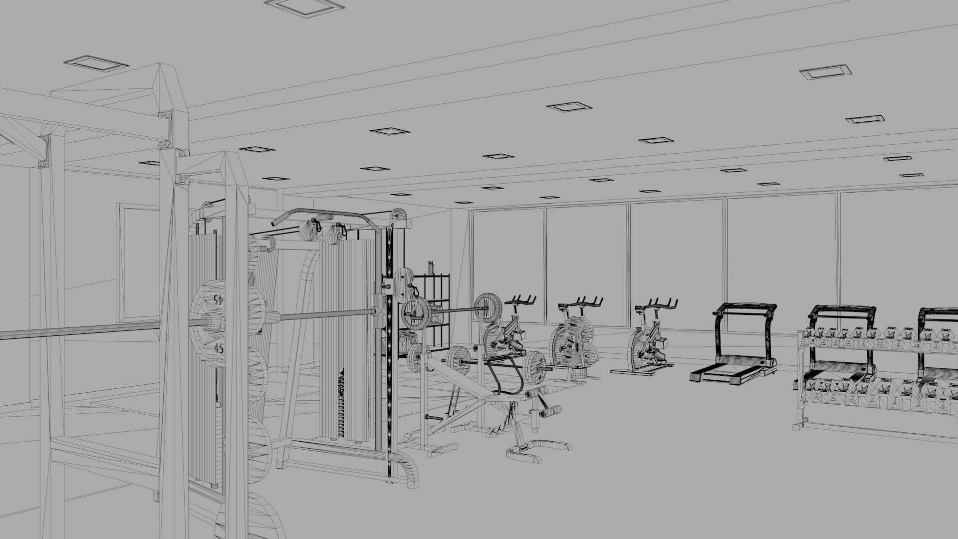 Gym Interior - 3D Model by zyed
