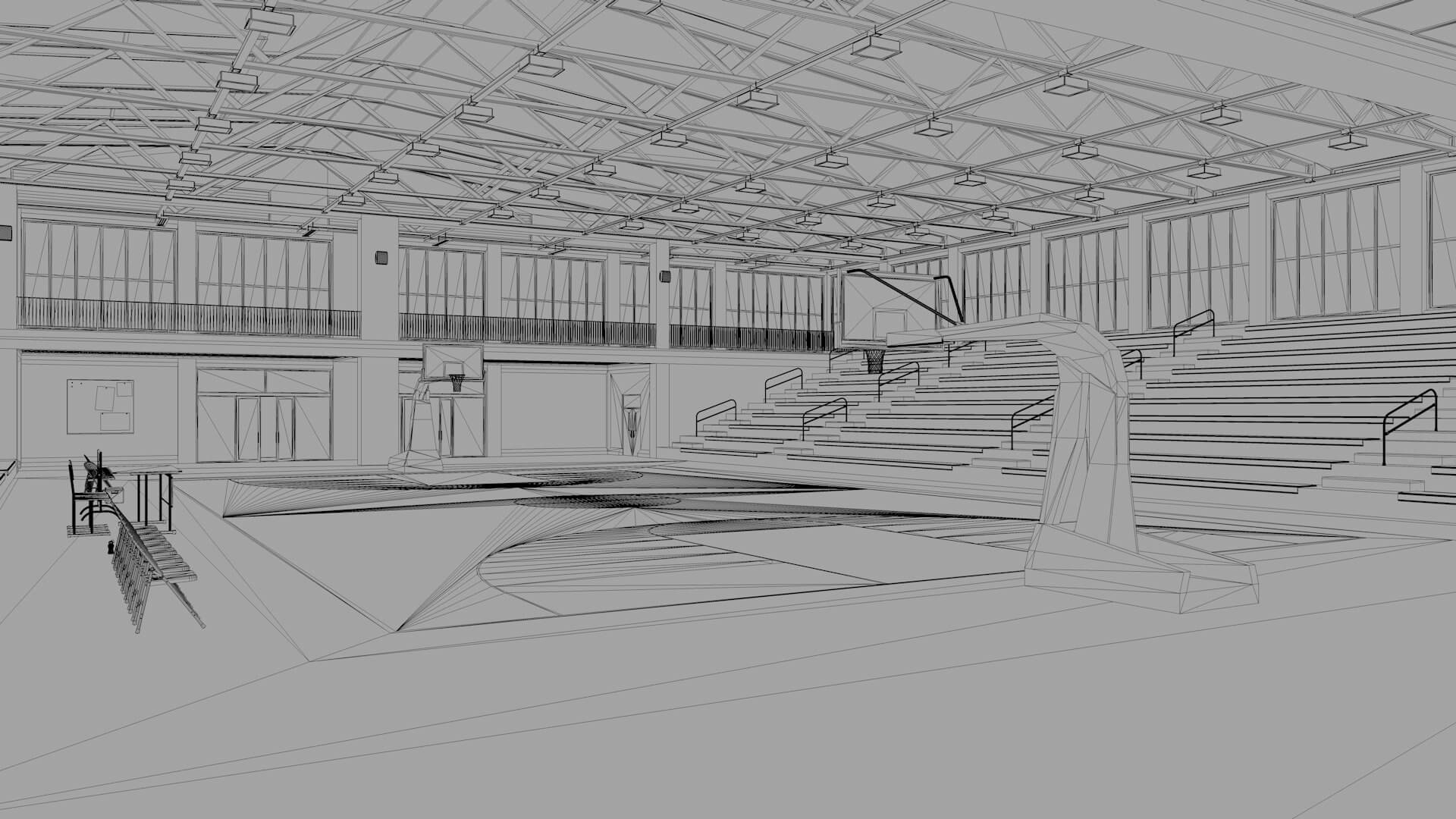 High School Gymnasium - 3D Model by zyed