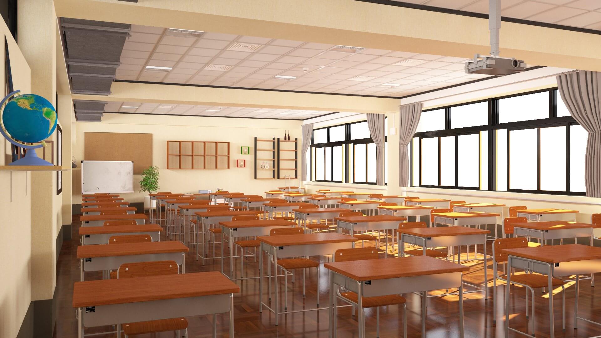 Japanese Classroom - 3D Model by zyed