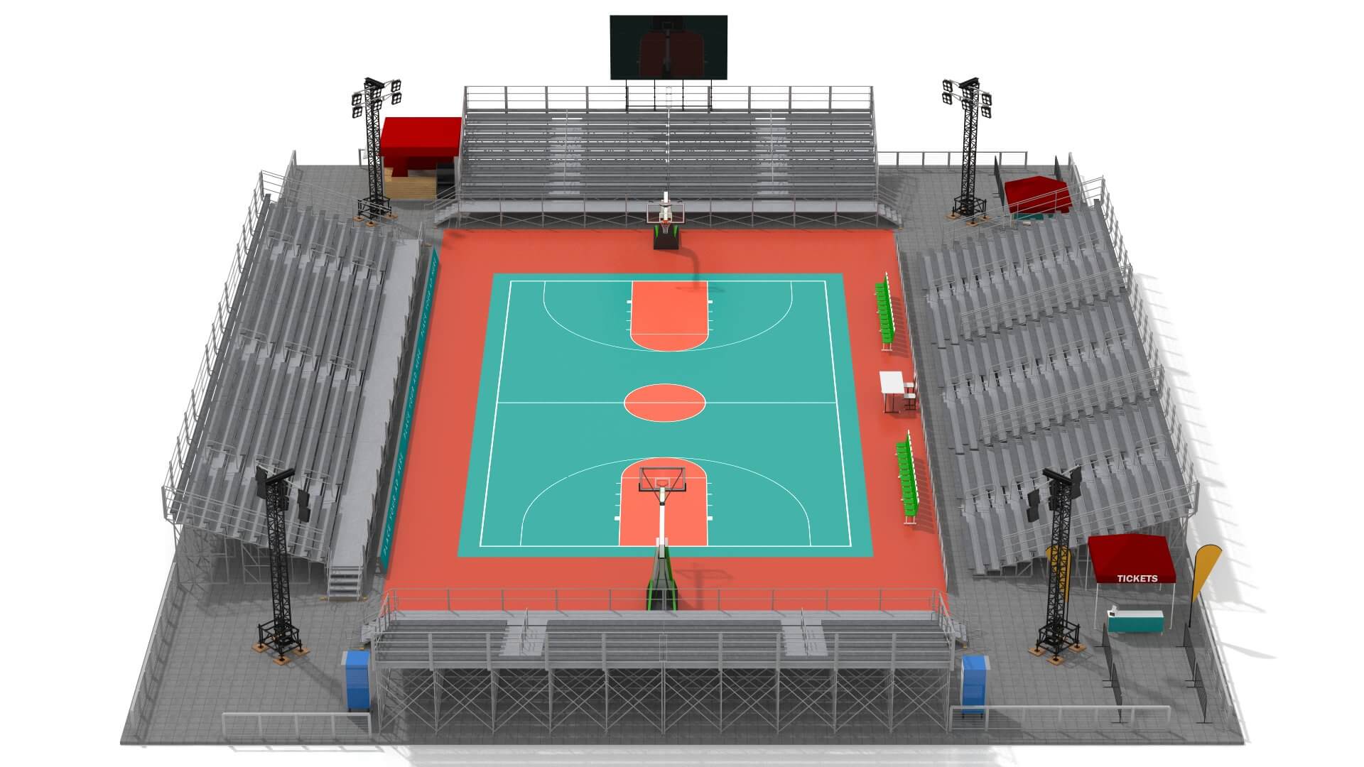 Outdoor Basketball Stadium - 3D Model by zyed