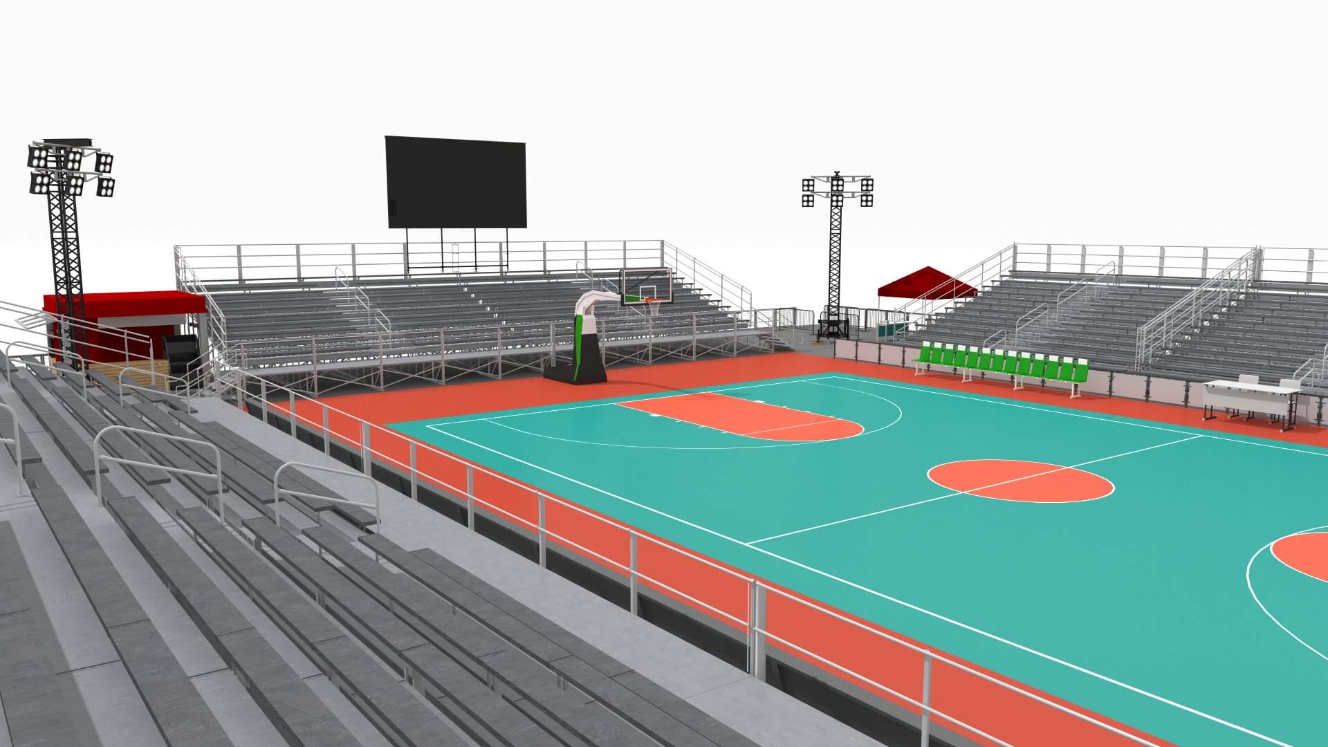 Outdoor Basketball Stadium - 3D Model by zyed