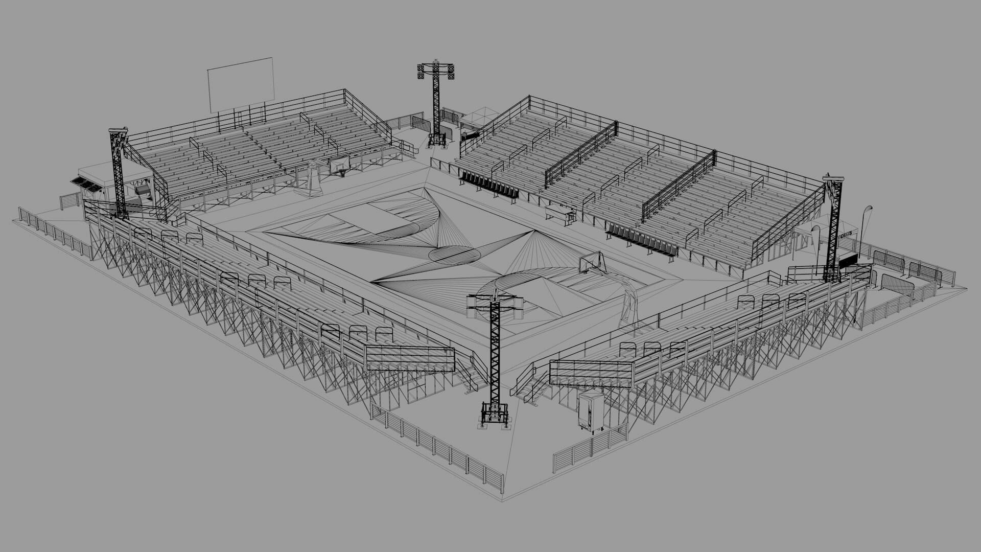 Outdoor Basketball Stadium - 3D Model by zyed
