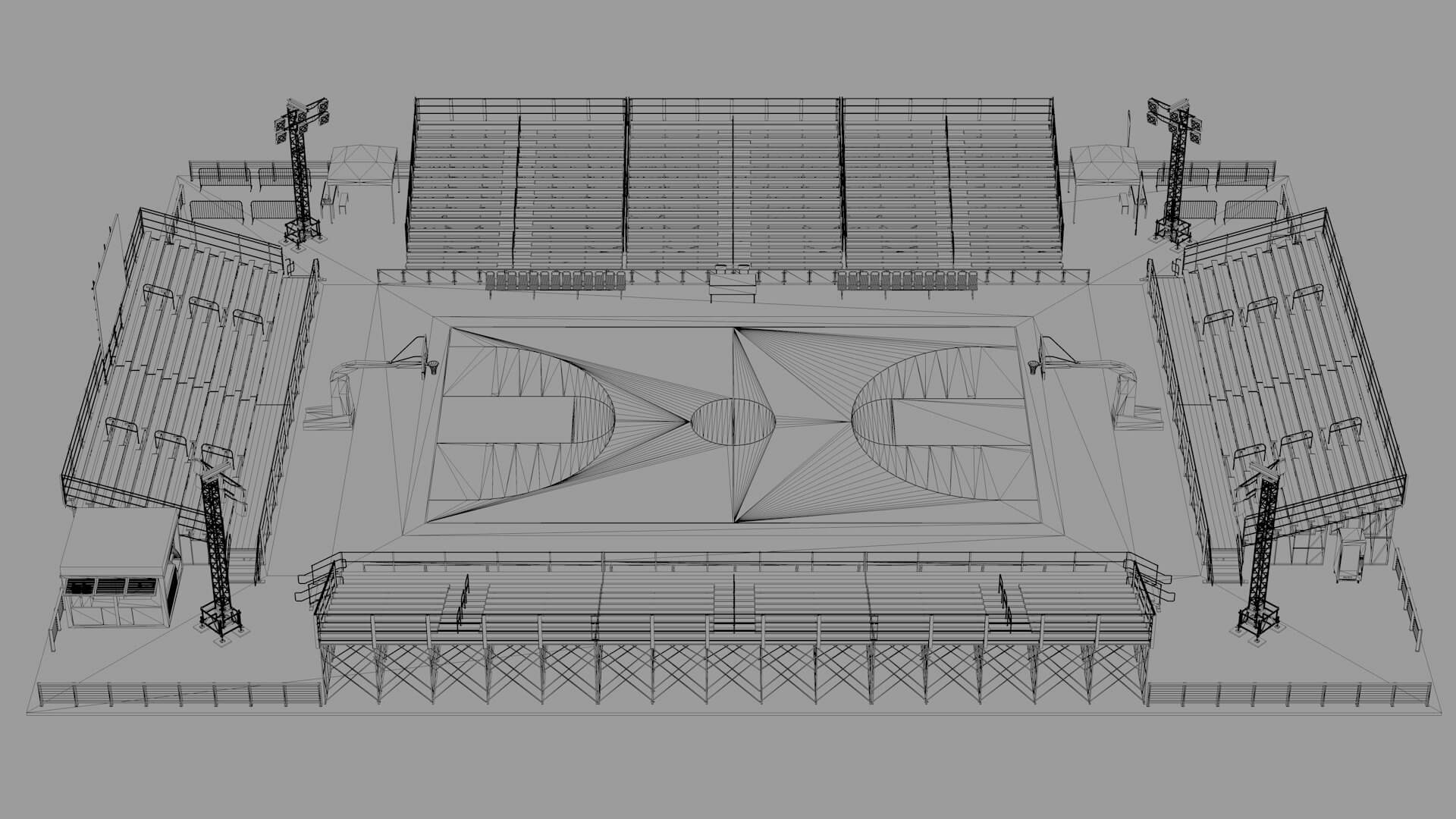 Outdoor Basketball Stadium - 3D Model by zyed