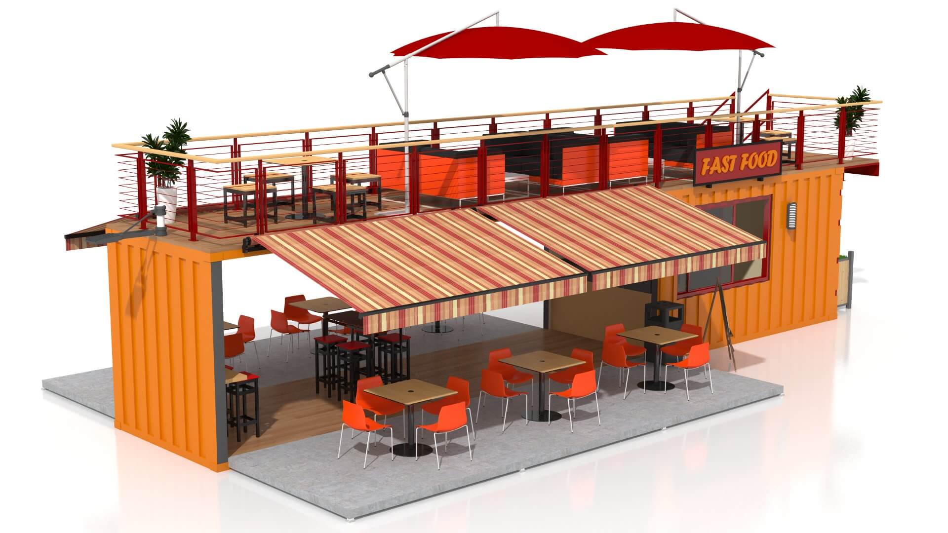 Shipping Container Fast Food - 3D Model by zyed