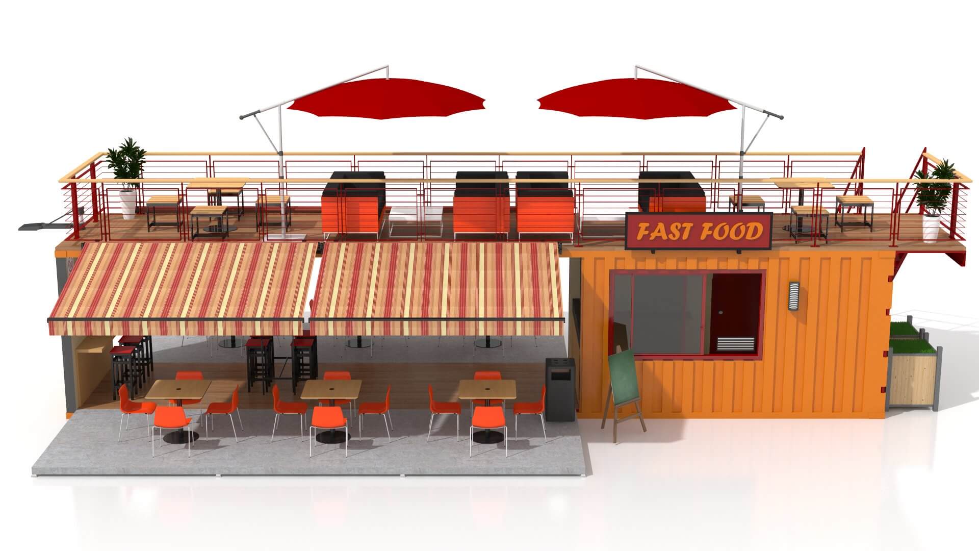 Shipping Container Fast Food - 3D Model by zyed