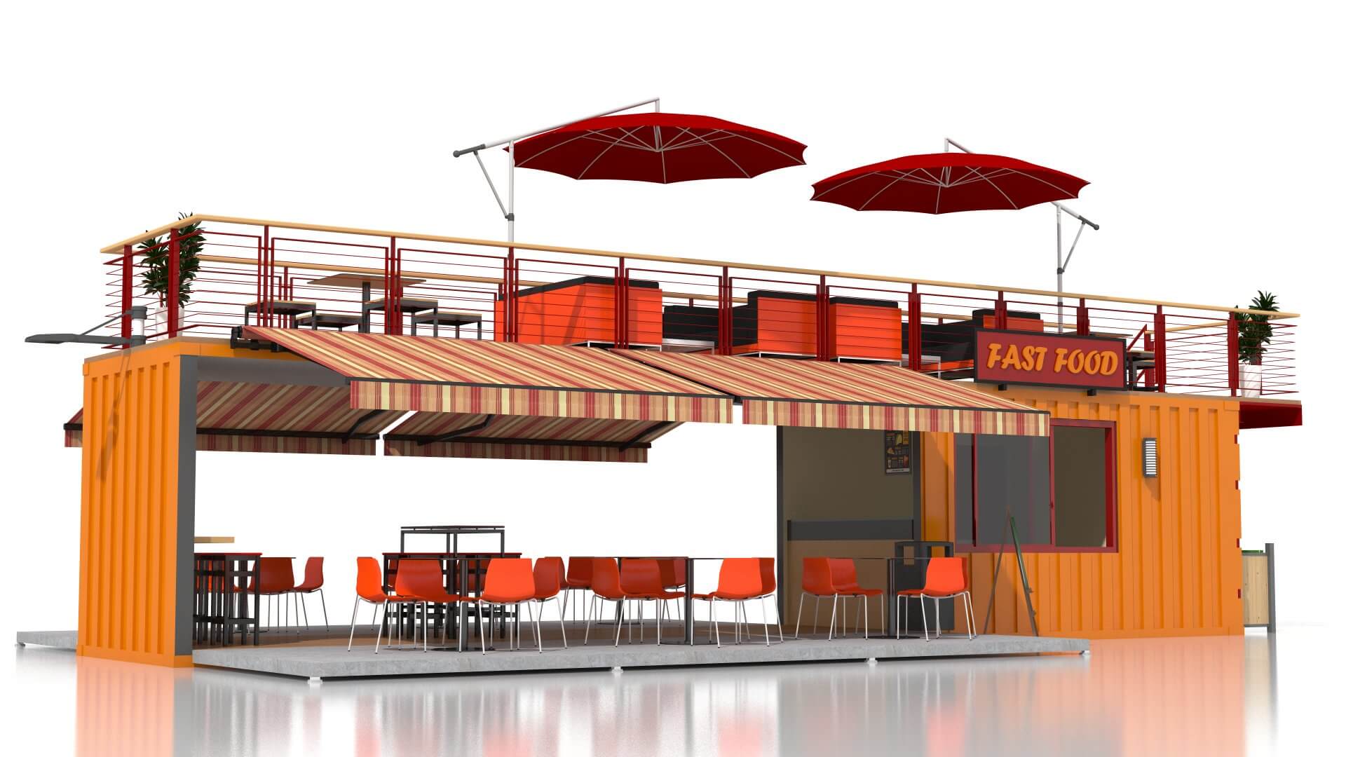 Shipping Container Fast Food - 3D Model by zyed