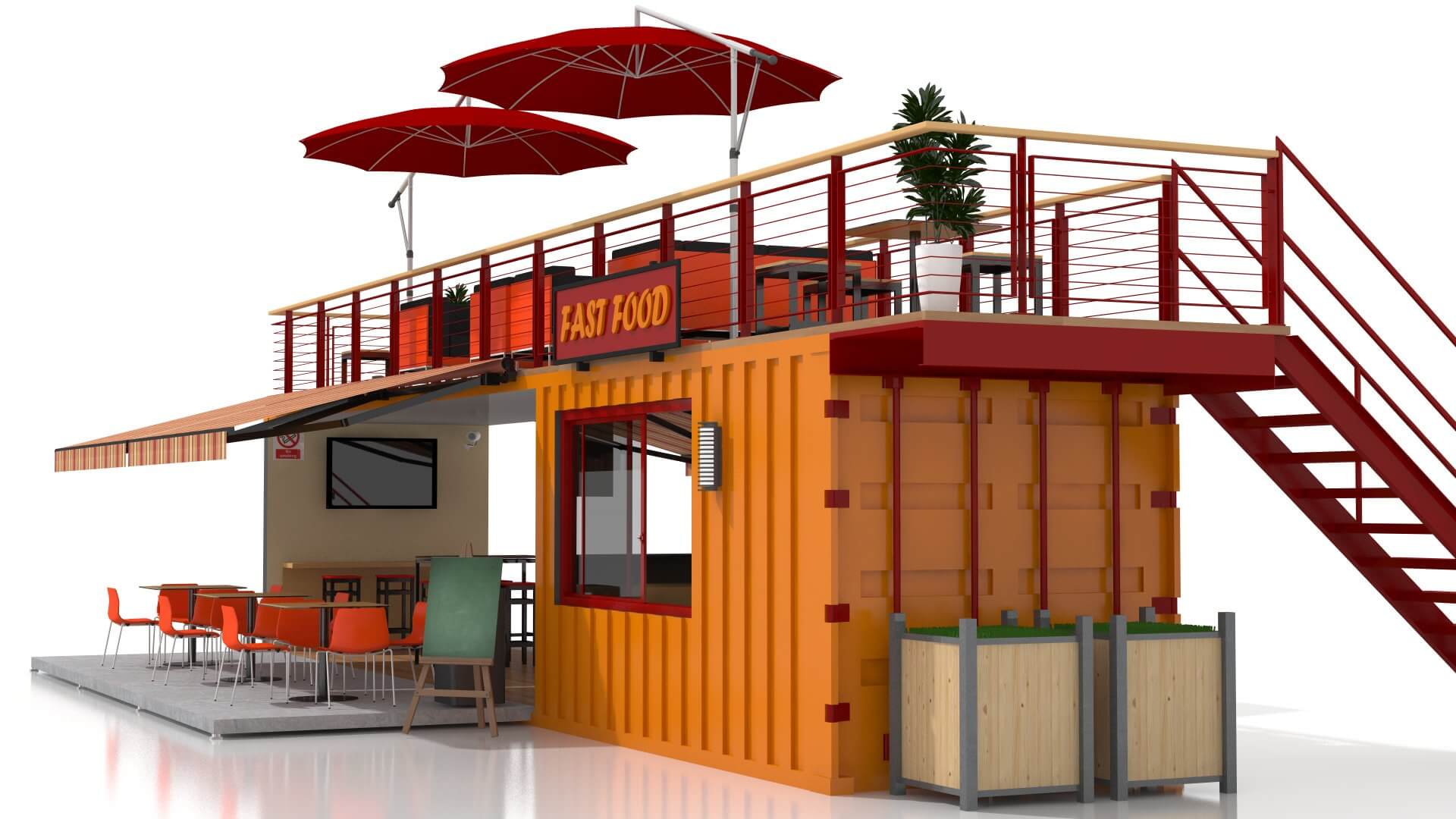 Shipping Container Fast Food - 3D Model by zyed
