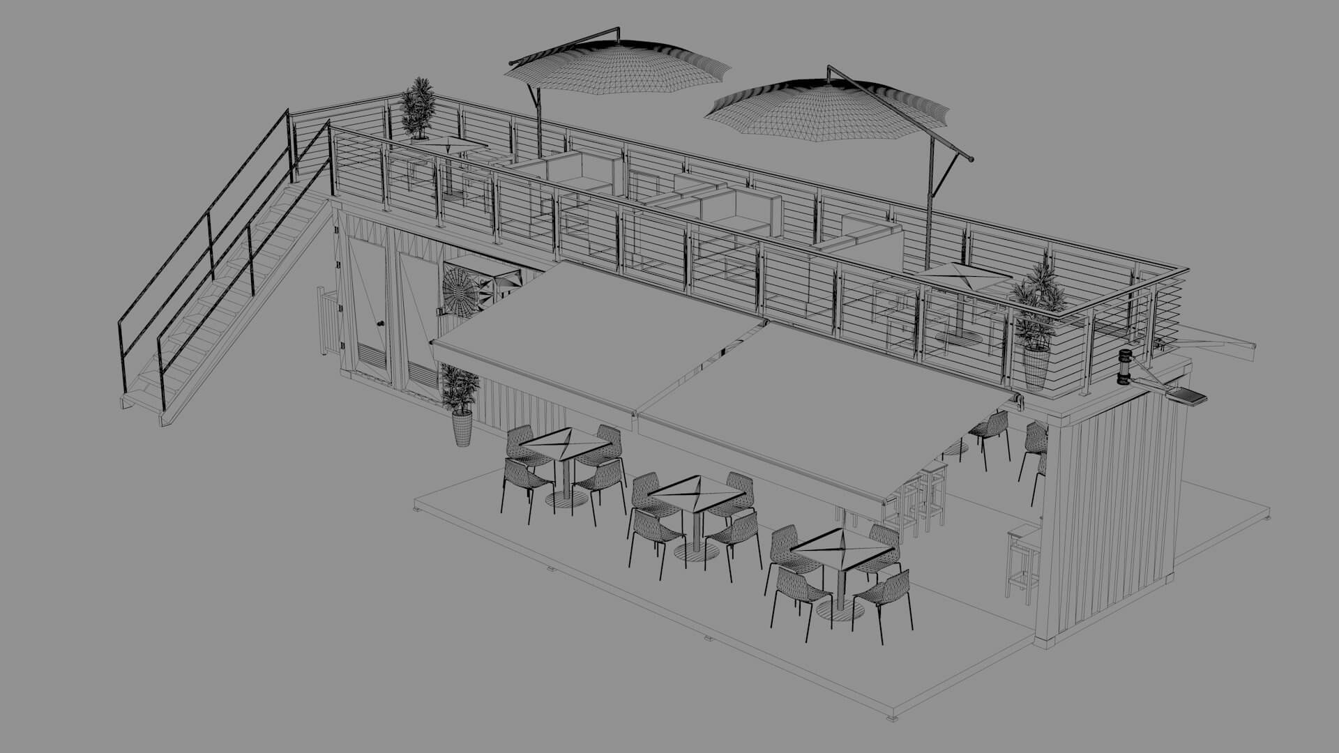 Shipping Container Fast Food - 3D Model by zyed