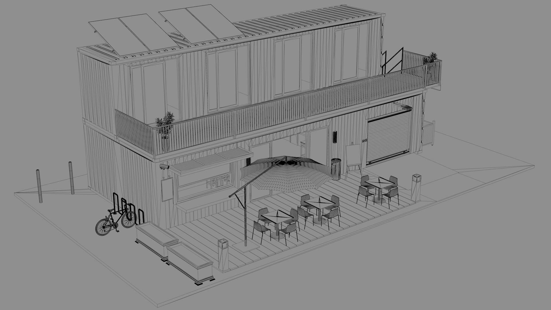 Shipping Containers Food Bank - 3D Model by zyed