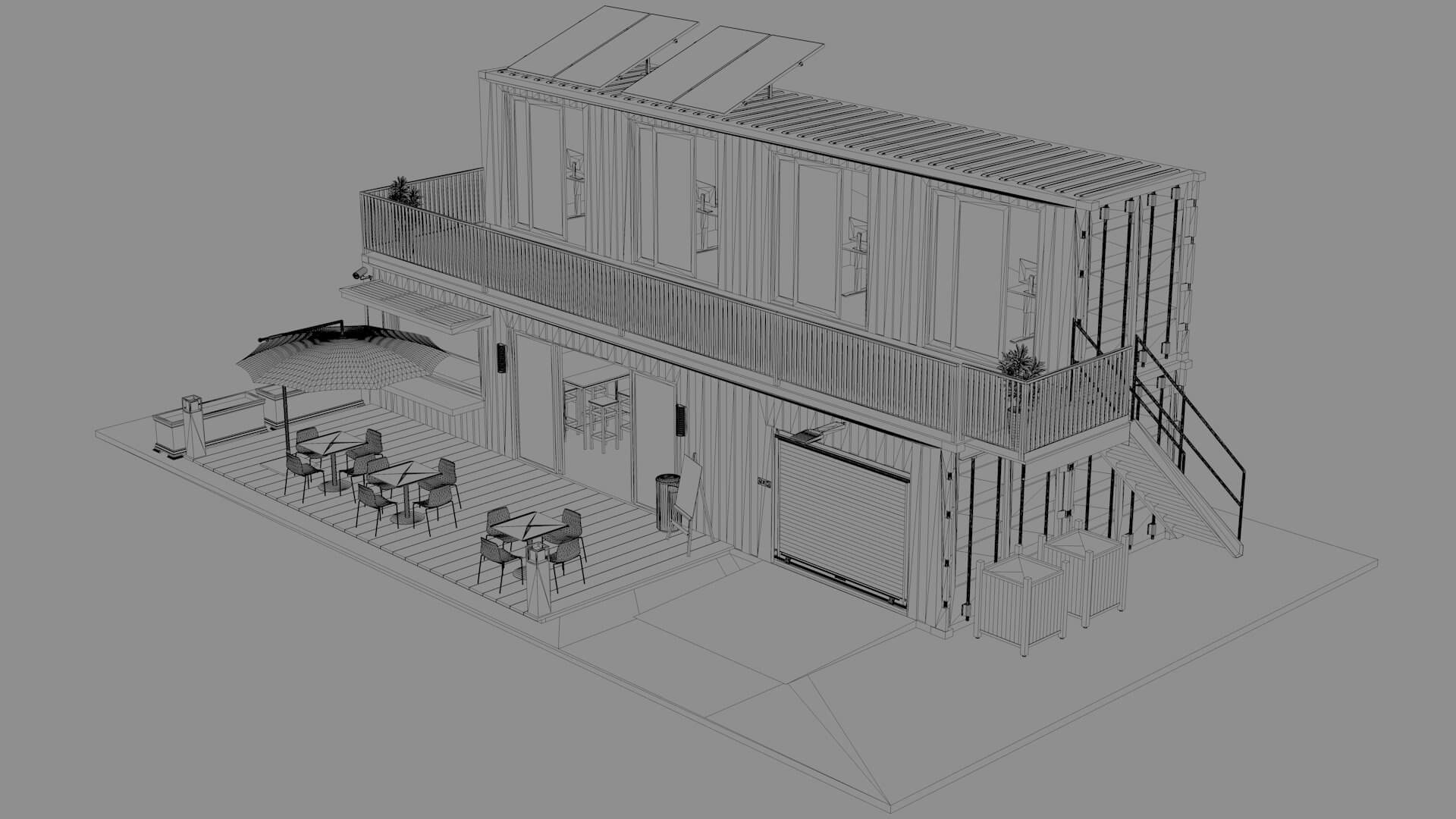 Shipping Containers Food Bank - 3D Model by zyed
