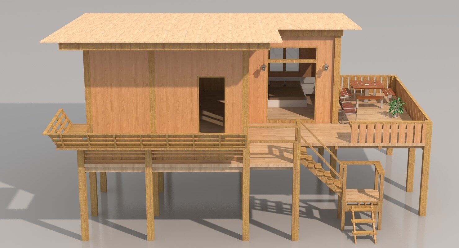 Wood Cabin - 3D Model by zyed